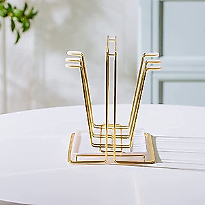 YISMAN Metal Cup Drying Rack with 6 Hooks, Bottle Drying Rack with Drain Tray,Coffee Mug Holder,Mug Organizer Golden