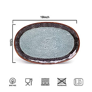 gufaith Melamine Serving Platter 2pcs,Serving Food Platter for Entertaining,Dinnerware Sets,Serving Tray,Melamine Plates,Party, Meat, Dessert, Unbreakable, Dishwasher Safe, BPA Free (Oval Platter)