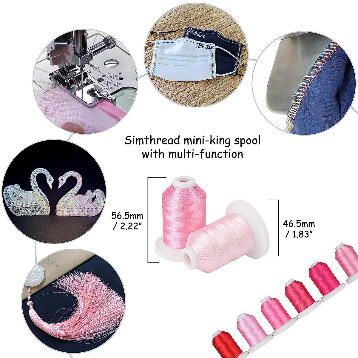 Simthread Embroidery Thread with Storage Box - 12 Options - 800 Yards/Spools 9 Rose Colors for Embroidery and Sewing Machine