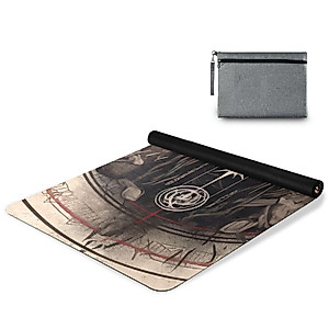 GOODOLD Satanic Circle Yoga Mat, 71 x 26 Inch Non-slip Yoga Mats Folding Travel Exercise Mat Indoor Outdoor Gym Pilates with Storage Bag for Women Men