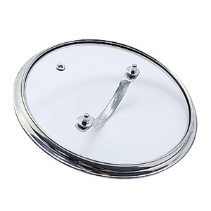 Mewutal 10" Universal Lid for Pan Pot Clear Pan Lid for Frying Pan 10" Flat Fry Pan Cover Round Tempered Glass Pot Skillet Cover Lid with Handle Assembled Tempered Replacement Cover for 10" Pot Wok