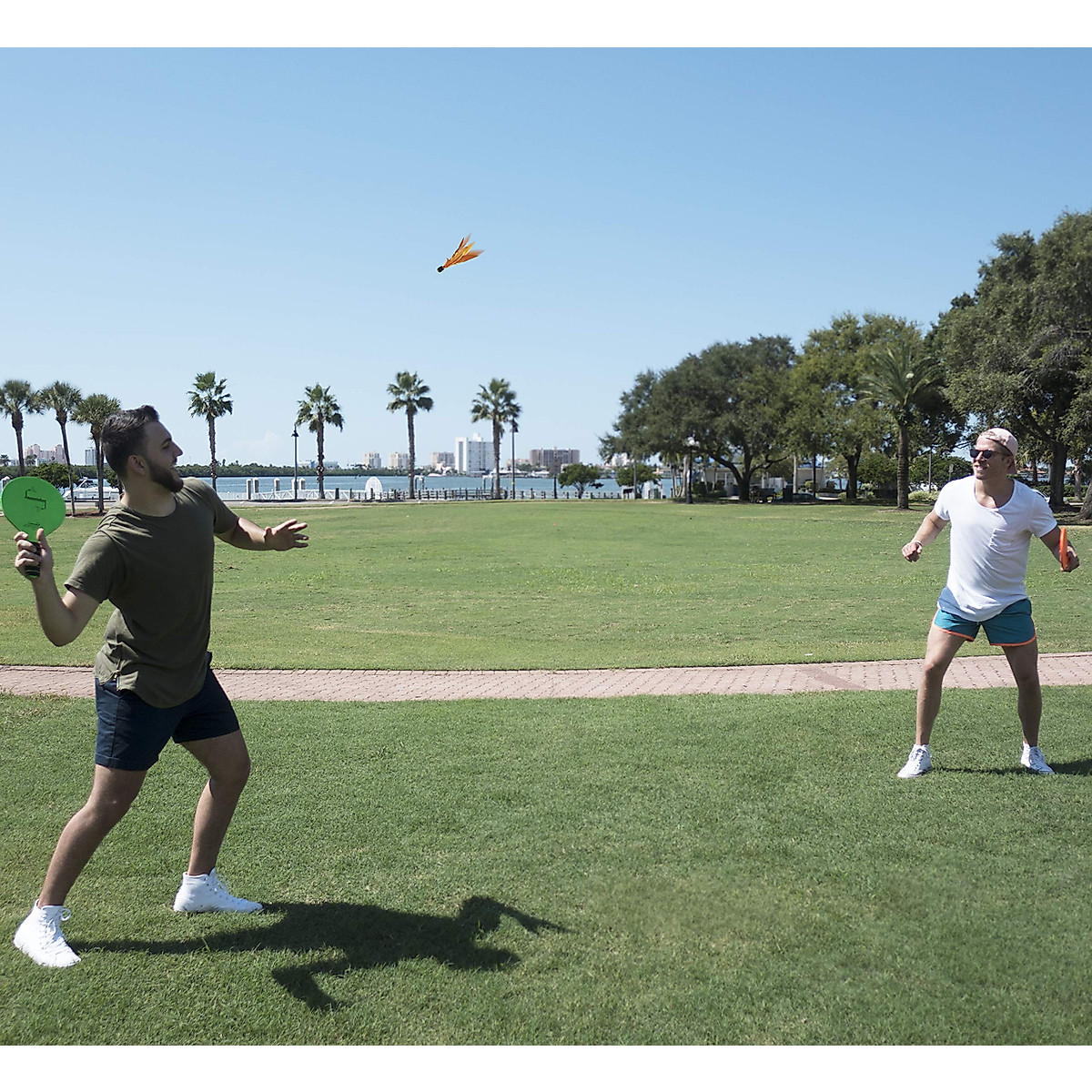 Jazzminton Lite – Indoor & Outdoor Game for Family and Friends – 2 Paddles, 2 Birdies, 1 Ball - All Season Paddle Game for Kids and Adults – Take Your Kids Outside for Some Active Fun