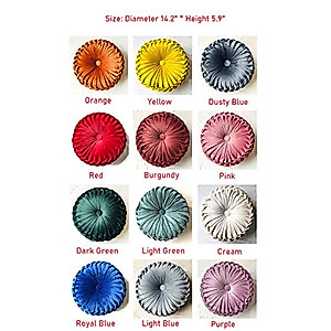 ANBP Pleated Velvet Round Throw Pillow Round Home Decorative Pillow for Couch Sofa Bed Armchair Floor Cushion Yellow