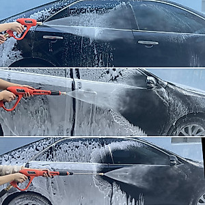 Sooprinse High Pressure Washer Gun, Power Washer Gun with Replacement Extension Wand, 5 Nozzles Tips, M22 Fitting, 37 Inch, 3000 PSI, Orange