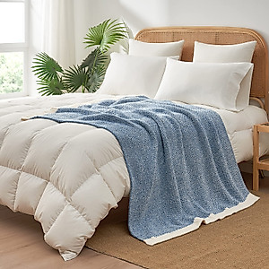 Snuggle Sac Soft Throw Blanket Fluffy Warm Throws for Couch, Reversible Super Cozy Blankets Fuzzy Plush Lightweight Throw Blankets for Sofa, Bed, Living Room, Heather Blue, 50 x 60 inch