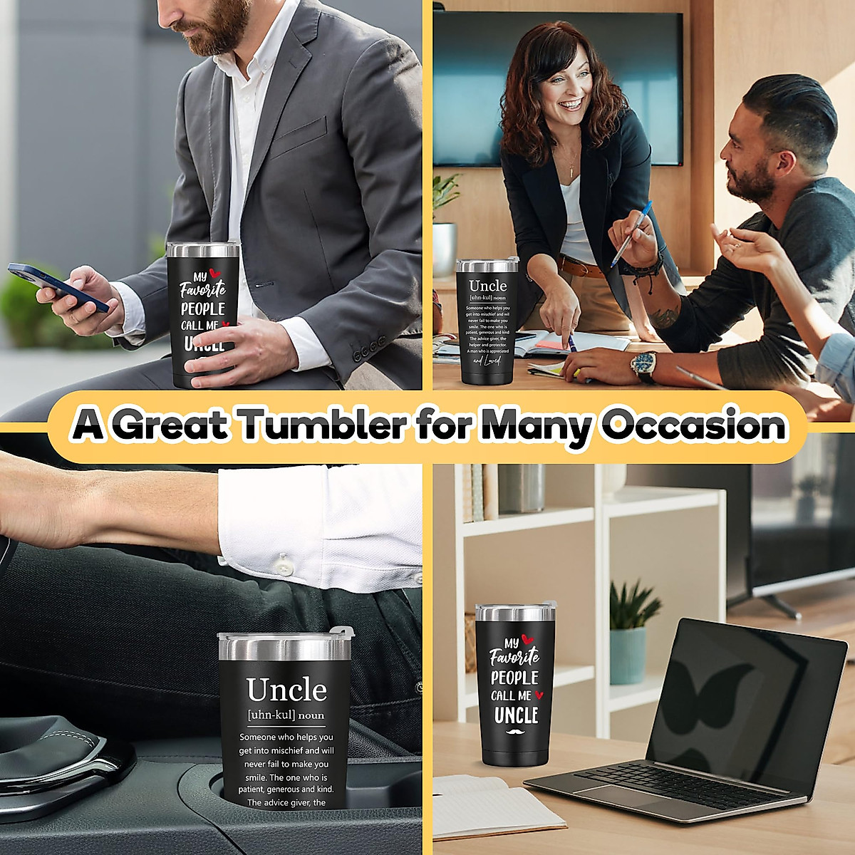 Uncle Gifts,Fathers Day Gift,Funny Socks 20 Oz Insulated Tumbler Cup,Birthday Gift from Niece Nephew,Best Uncle Ever Gifts,Great Present Ideas