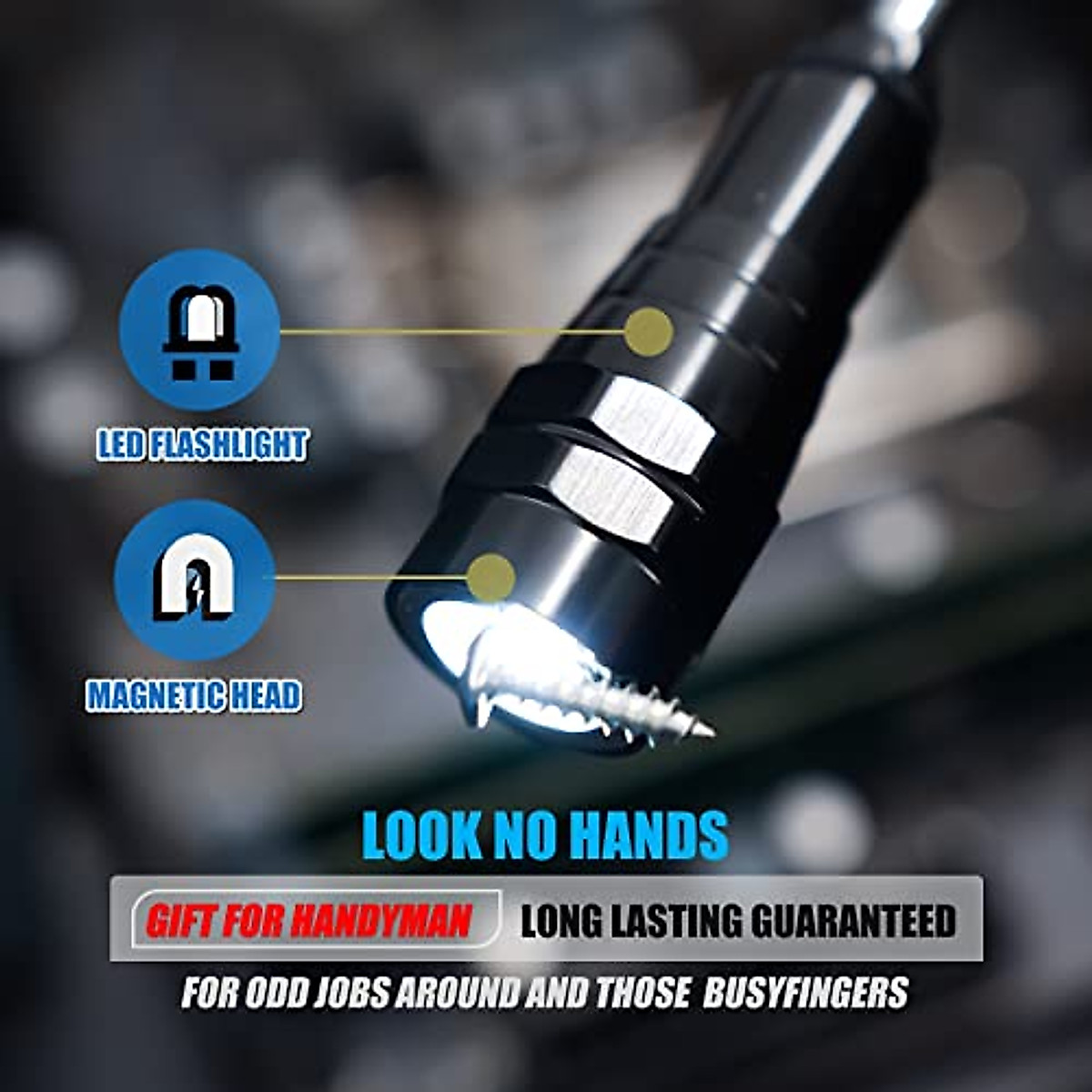 VIBELITE Extendable Magnetic Flashlight with Telescoping Magnet Pickup Tool-Cool Gadgets Gifts Idea & Birthday Gifts For Men, Husband, Dad, Father, Mechanic, Tech, Handyman, Him, Women