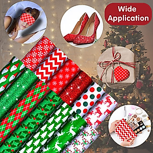 13 Pieces Christmas Faux Leather Sheets 6.3 x 8.3 Inch Green Red White Patterned Leather Fabric Xmas Synthetic Leather Sheets for DIY Crafts Bows Earrings Making Supplies (Animal Style)