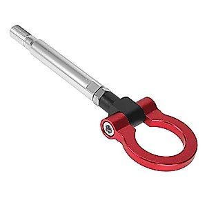 X AUTOHAUX Red Aluminum Alloy Front Bumper Trailer Ring Eye Towing Tow Hook Screw for Subaru Impreza WRX BRZ