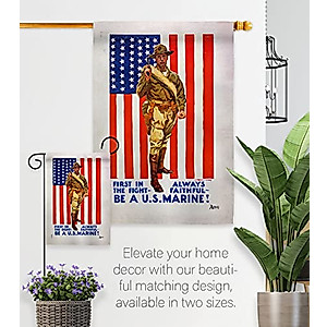 First in The Fight Garden Flag - Armed Forces Marine Corps USMC Semper Fi United State American Military Veteran Retire - House Decoration Banner Small Yard Gift Double-Sided Made USA 13 X 18.5