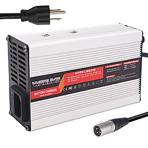 WAOUKS 58.8V 5A Li-ion Battery Charger with Cooling Fan Smart Charge Used for 14S 52V 51.8V Lithium Battery Pack Smart Charger Output XLR 3 Prong Connector