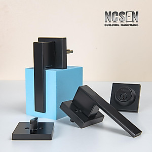 NCSEN Front Door Locksets with Deadbolt, Black Door Handles, Combination Door Lock, Exterior Door Lever (Matte Black)…