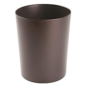 mDesign Round Metal Small 1.7 Gallon Recycle Trash Can Wastebasket, Garbage Container Bin for Bathrooms, Kitchen, Bedroom, Home Office - Durable Stainless Steel - Mirri Collection - 4 Pack - Bronze