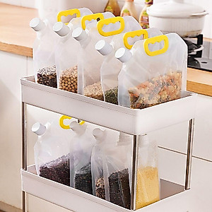 5pcsFood Storage Bags, Grain Moisture-proof Sealed Bag,Stand Up Food Bags Large Reusable Sealed Bag with Handle and Cap BPA Free