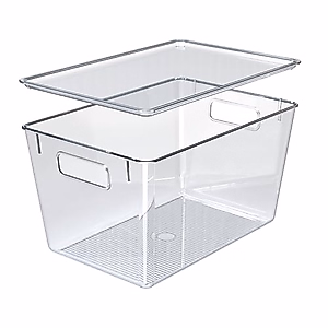 YAN & HIN 10pcs/ Set Clear Large Storage Bins with Lids, Versatile Pantry Storage Solution - Transparent, Stackable, and Durable for Organized Home and Office (11 "L x 7.5" W x 6 "H)