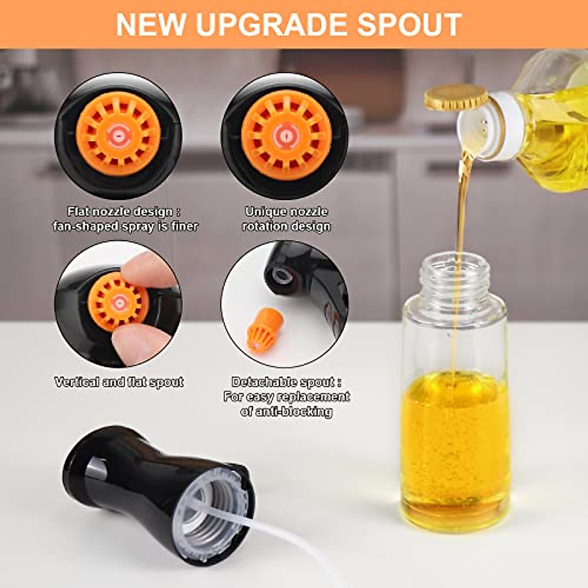 210ml Glass Olive Oil Sprayer for Cooking - Oil Dispenser Bottle Spray Mister - Refillable Food Grade Oil Vinegar Spritzer Sprayer Bottles for Kitchen, Air Fryer, Salad, Baking, Grilling, Frying