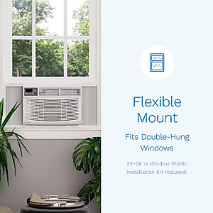 hOmeLabs Window Air Conditioner 8000 BTU - Energy Efficient, Digital Thermostat, Remote Control - Ideal for Rooms up to 350 Square Feet