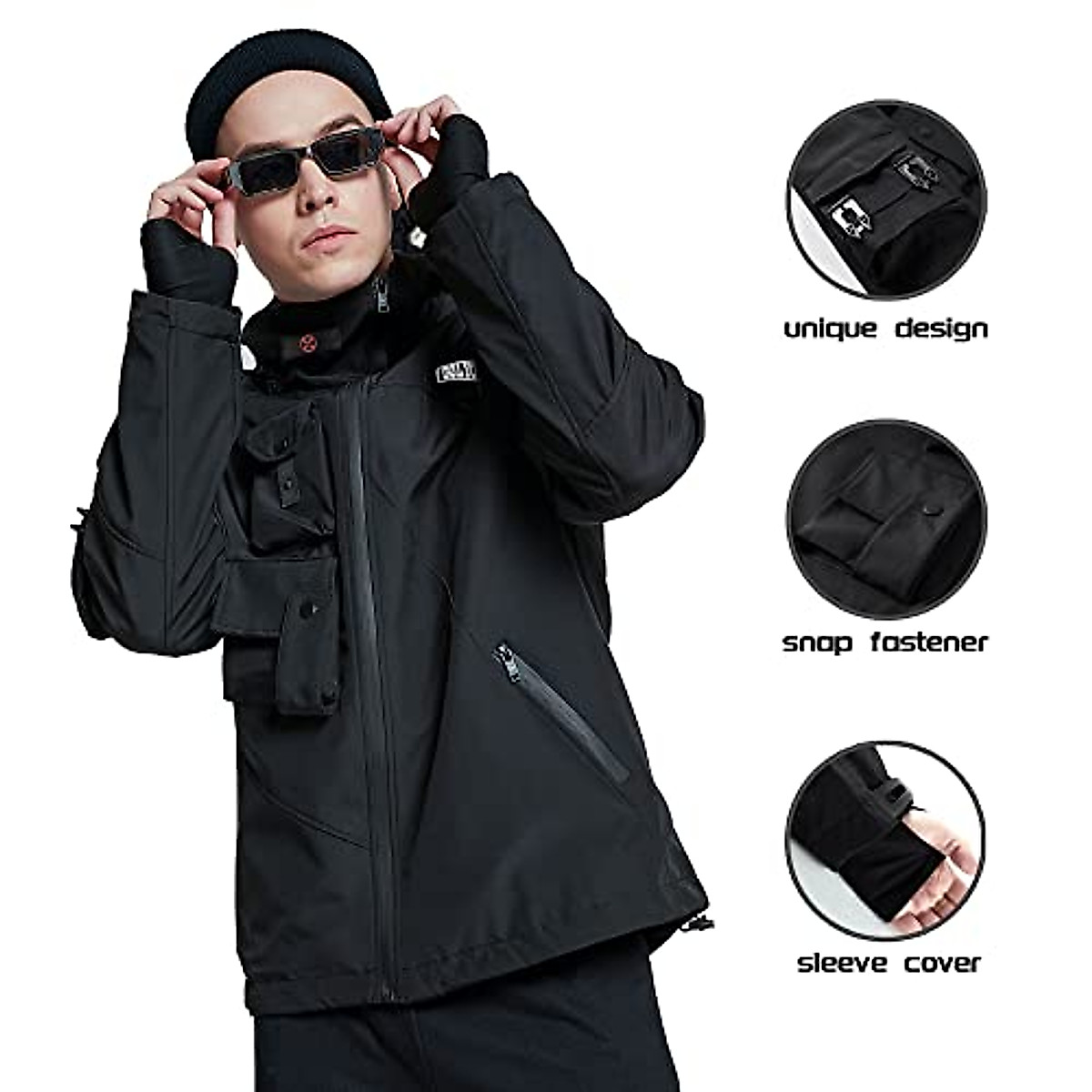 GOLYOY Bomber Jacket Men Lightweight Techwear Windbreaker Multi-Pocket Zip Up Streetwear Tactical Jacket For Men