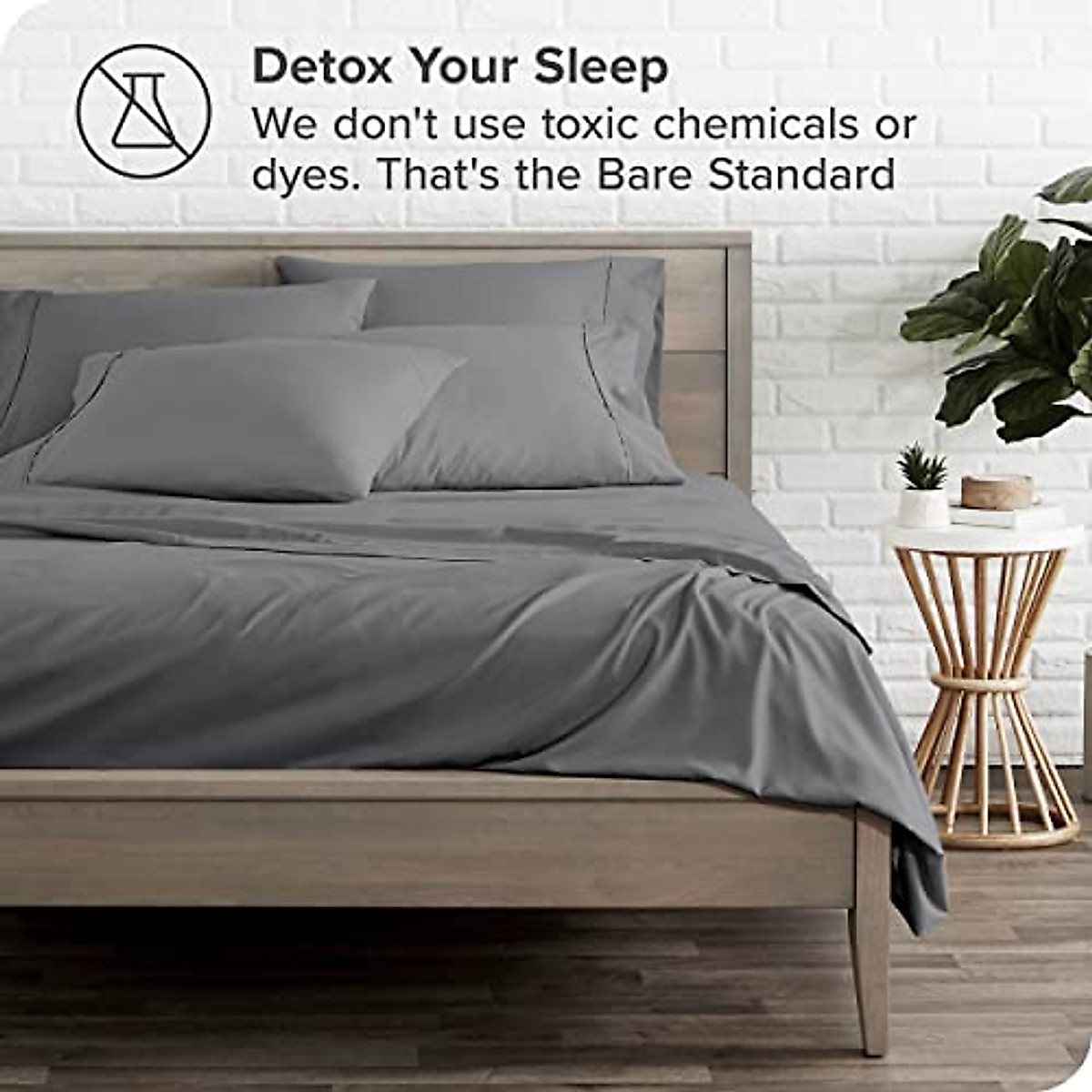 Bare Home California King Sheet Set - 6 Piece Set - Hotel Luxury Bed Sheets - Ultra Soft - Deep Pockets - Easy Fit - Cooling & Breathable Sheets - Wrinkle Resistant - Grey - Cal King Sheets - 6 PC