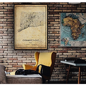 Connecticut Map Print Connecticut Map USA Map Art Connecticut City Road Map Poster Vintage Gift Map