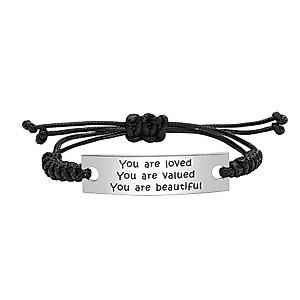 ABNTY Inspirational Gifts for Women Bracelet, You Are Love You Are Valued You Are Beautiful, Inspirational Bracelet