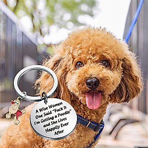 TGBJE Poodle Gift Poodle Mom Gift A Wise Woman Getting A Poodle and She Lived Happily Ever After Gift for Poodle Lover (Poodle Keychain)
