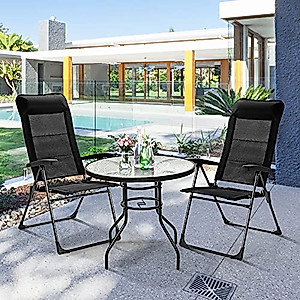 Tangkula 2 Pieces Patio Dining Chairs, Folding Portable Chairs with Adjustable Backrest, Outdoor Camping Chair Set with Armrests & Headrest, Set of 2 Outdoor Lawn Chairs for Yard, Poolside, Balcony
