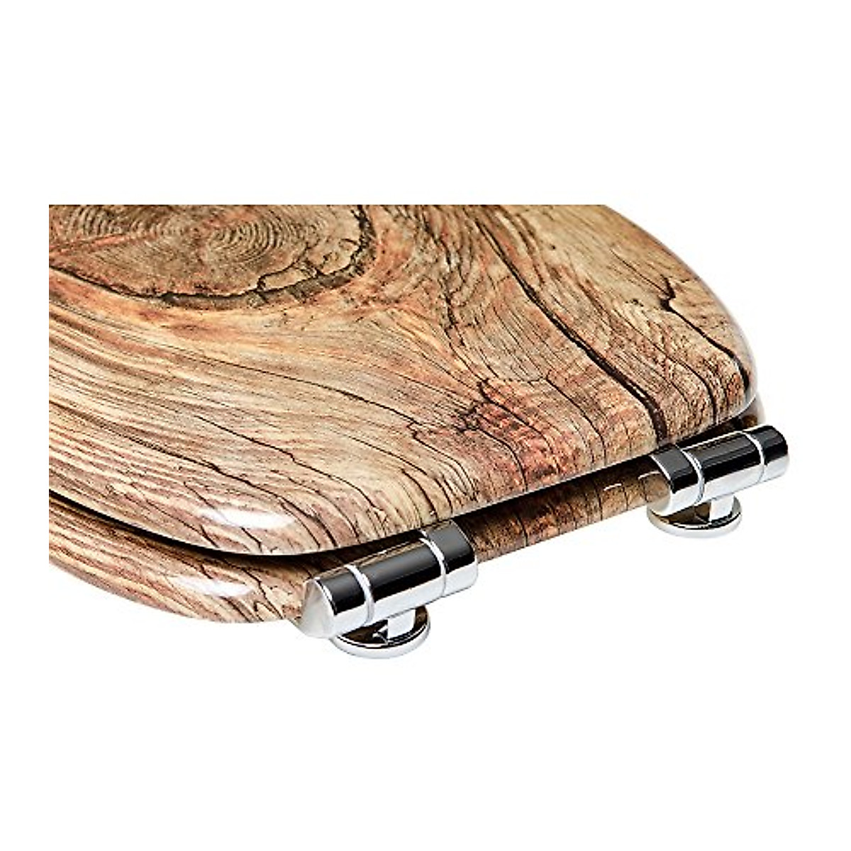 Sanilo ROUND, Silent Slow Close, Molded Wood, Adjustable Toilet Seat, Rustic