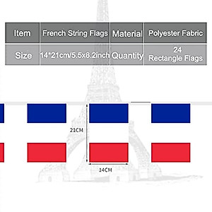 RUIXIA Fabric France Bunting String Flag 5m/16ft Long with 20 Rectangle Flags French Banners Party Decor Patriotic Themed Garland for National Day Wedding Office Home Porch Decoration