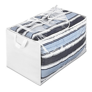 Whitmor Zippered Jumbo Storage Bag, 29"L x 17.5"W x 15.5"H, White / Clear