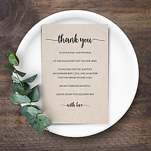321Done Thank You Table Place Setting Cards (Set of 50) Made in USA - 4x6 Large, Rustic Kraft Tan, Wedding, Party, Retirement, Graduation, Birthday, Baby Shower, Bridal, Engagement, Anniversary