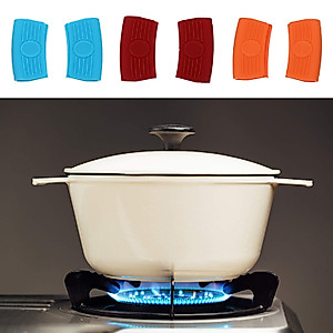 MILISTEN 3 Pair Silicone Pot Ear Clips Frying Pans Handle Cover Fry Pan Handle Holder Oven Grab Mitts Bowl Clip Pot Pad Red Pot Holders Hot Handle Holder Insulation Sleeves