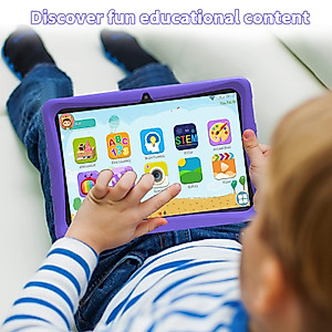 Android 13 Tablet, 10 inch Tablet for Kids with Case, 4GB RAM 64GB ROM 512GB Expand, Quad-Core Processor, 1280x800 IPS Touch Screen, GPS, WiFi, Dual Camera, Bluetooth, 6000mAh (Purple)