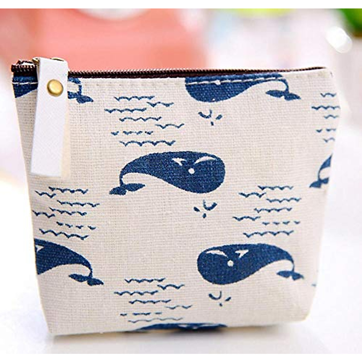 Bonwete 5 PCS Pencil Bag Pen Case Flower Floral Canvas Pencil Pen Case Multi-functional Cosmetic Makeup Bag Set Coin Purse