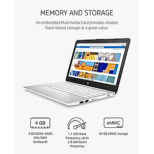 HP Stream 11 Laptop, Intel Celeron N4020, 4 GB RAM, 64 GB Storage, 11.6” HD Anti-Glare Display, Windows 11, Long Battery Life, Thin & Portable, Includes Microsoft 365 (11-ak0040nr, 2021 Diamond White)