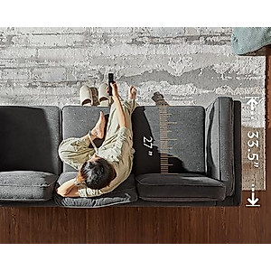 papababe 87" Sofa, Modern Sofa for Livingroom- Deep Seat Sofa Couch with Embedded Arm Pillow, Dark Grey Sofa