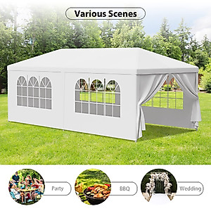 F2C 10 x20 Outdoor Gazebo White Canopy with sidewalls Party Wedding Tent Cater Events Pavilion Beach BBQ (10'X20')