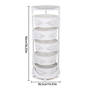 Gdrasuya10 Kitchen Cart with Storage Rotating Basket Vegetable Rack Multi-Layer Storage Shelves for Kitchen and Bedroom 5 Tier