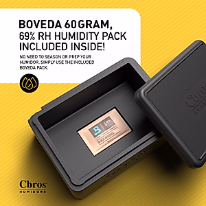 Cbros Humidor 69% Two- Way Humidity Control Box Powered by Boveda, Moisture Absorber, Maintain Freshness and Consistent Temperature Size (Size 80)