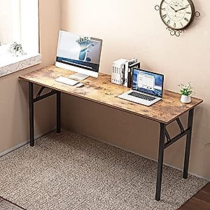 Computer Desk,62 Inch Large Desk Modern Simple Style Folding Tables,Home Office Writing Desk, Space Saving Foldable Table, No Install Needed AC5FB-157-S8-US