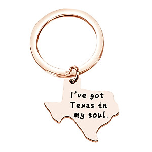 CHOROY Texas Sign Keychain Long Distance Relationship Gift Texas Jewelry Moving Away Gift For Her or Him (texas keychain rog)