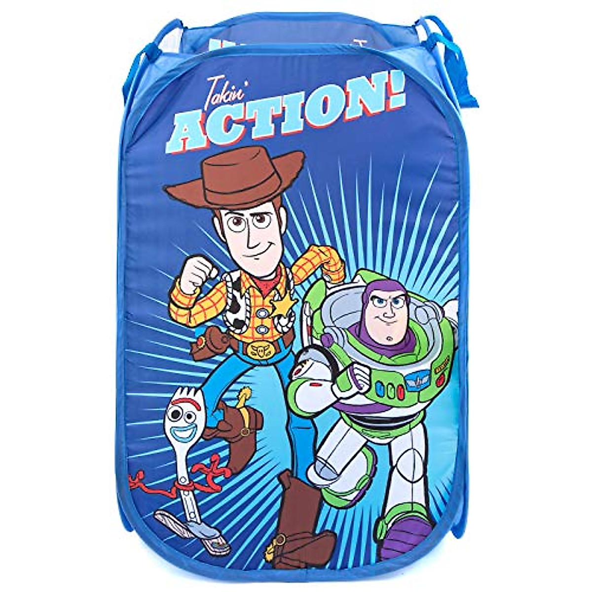 Disney Pixar Toy Story Pop Up Hamper - Mesh Laundry Basket/Bag with Durable Handles - Features Woody, Buzz Lightyear & Forky (Official Disney Product)