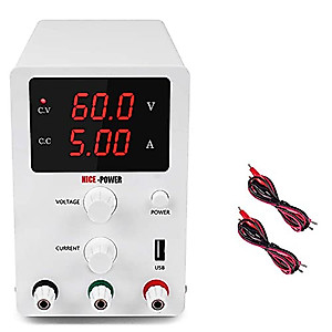 NICE-POWER DC Power Supply Adjustable Variable 3Digital LED Display Adjustable Regulated Switching Lab Bench Power Supply Digital (60V 5A)