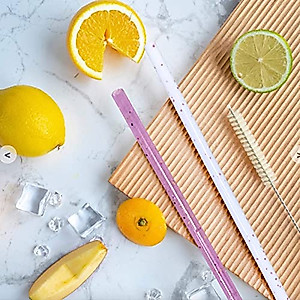 Reusable Silicone Drinking Straws, 12 Pcs Eco Friendly Silicone Straws 2 cleaning Brushes,for 30oz and 20oz Tumblers, Rtic,Yeti, Ozark, (Two-tone Dot, 10 inches)