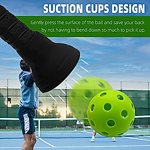 AUCIP Pickleball Ball Retriever with Outdoor Indoor Balls-Pickleball Picker for Pickleball Paddles，Attach to Racket Bottom, Easy to Pick Up Pickleball Balls Protect Your Back Away from Bending