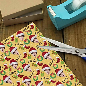 Jaydouble Custom Christmas Wrapping Paper Personalized Wrap Paper with Names And Photos For Adults Kids Boys Girls Friends Couples,Merry Christmas Xmas Festive Wrapping Paper 58" x 23
