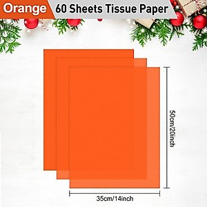 NEBURORA Orange Tissue Paper for Gift Bags 60 Sheets Orange Wrapping Tissue Paper Bulk 14 X 20 Inch Bright Orange Packaging Paper for Gift Wrap Filler Art Crafts DIY Birthday Wedding Halloween Party