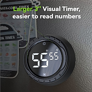 BALDR Timer, Digital Countdown Timer with Large LED Display. Magnetic Kitchen Timer, Great for The Classroom, Toothbrush, Exercise, Bathroom, Oven, Baking, Meeting.