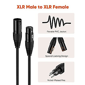 CableCreation XLR Microphone Cable, 6 FT XLR Male to XLR Female Balanced 3 PIN Mic Cables, Black