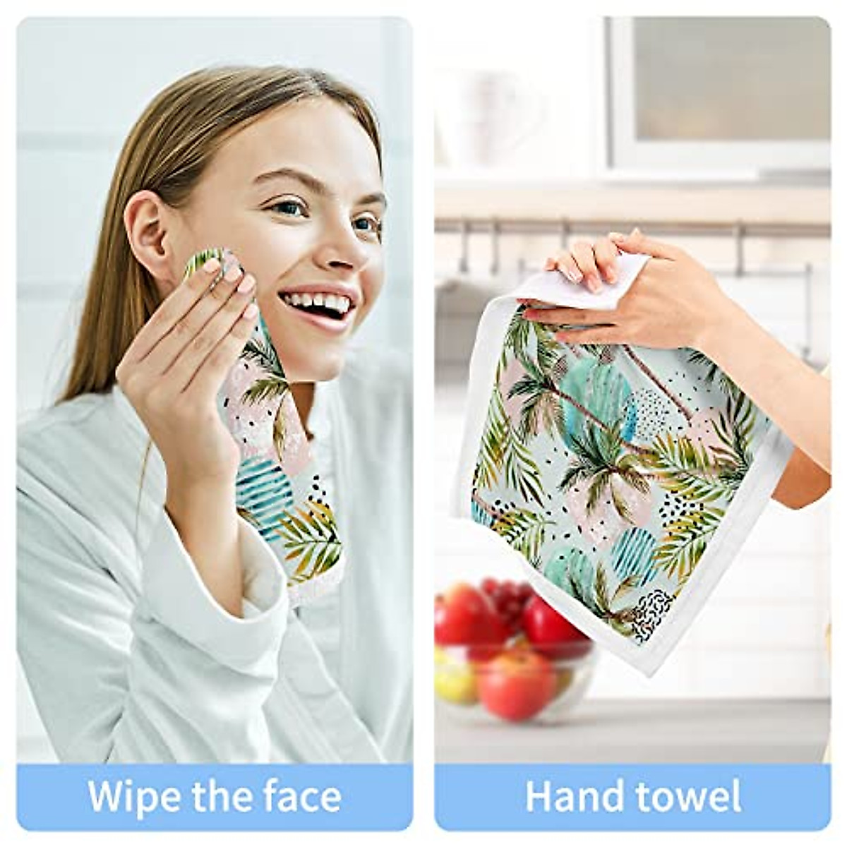 ALAZA Wash Cloth Set Tropical Palm Tree - Pack of 6 , Cotton Face Cloths, Highly Absorbent and Soft Feel Fingertip Towels(226cr8jk)